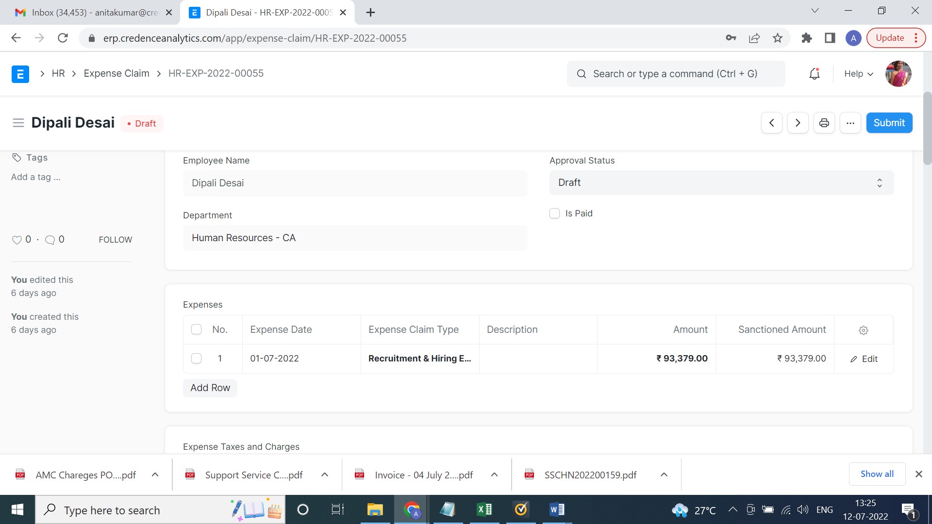 Credence Analytics - Expense Claim Submission Manual